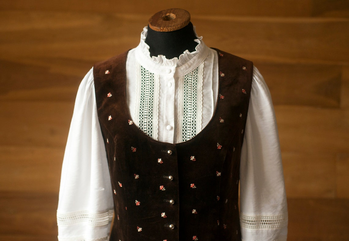 Brown Velor Vintage Vest for Women, Size M, L - Etsy