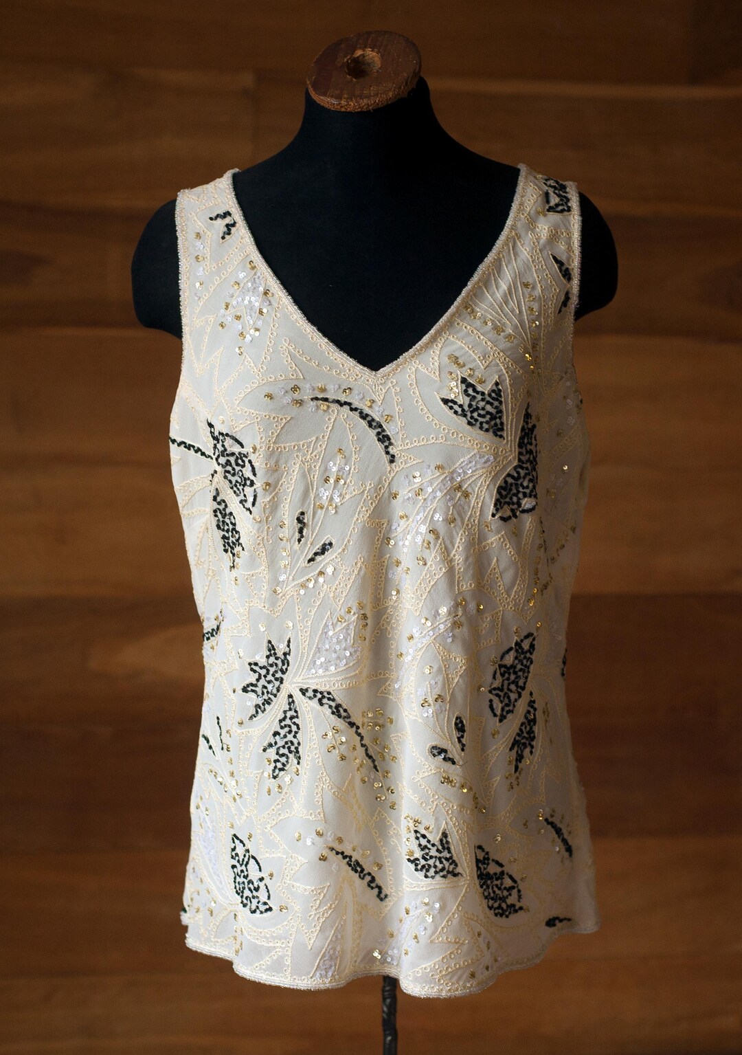 Milk Silk Evening Top With Beads and Sequins Murek Fashion, Size L, Xl ...