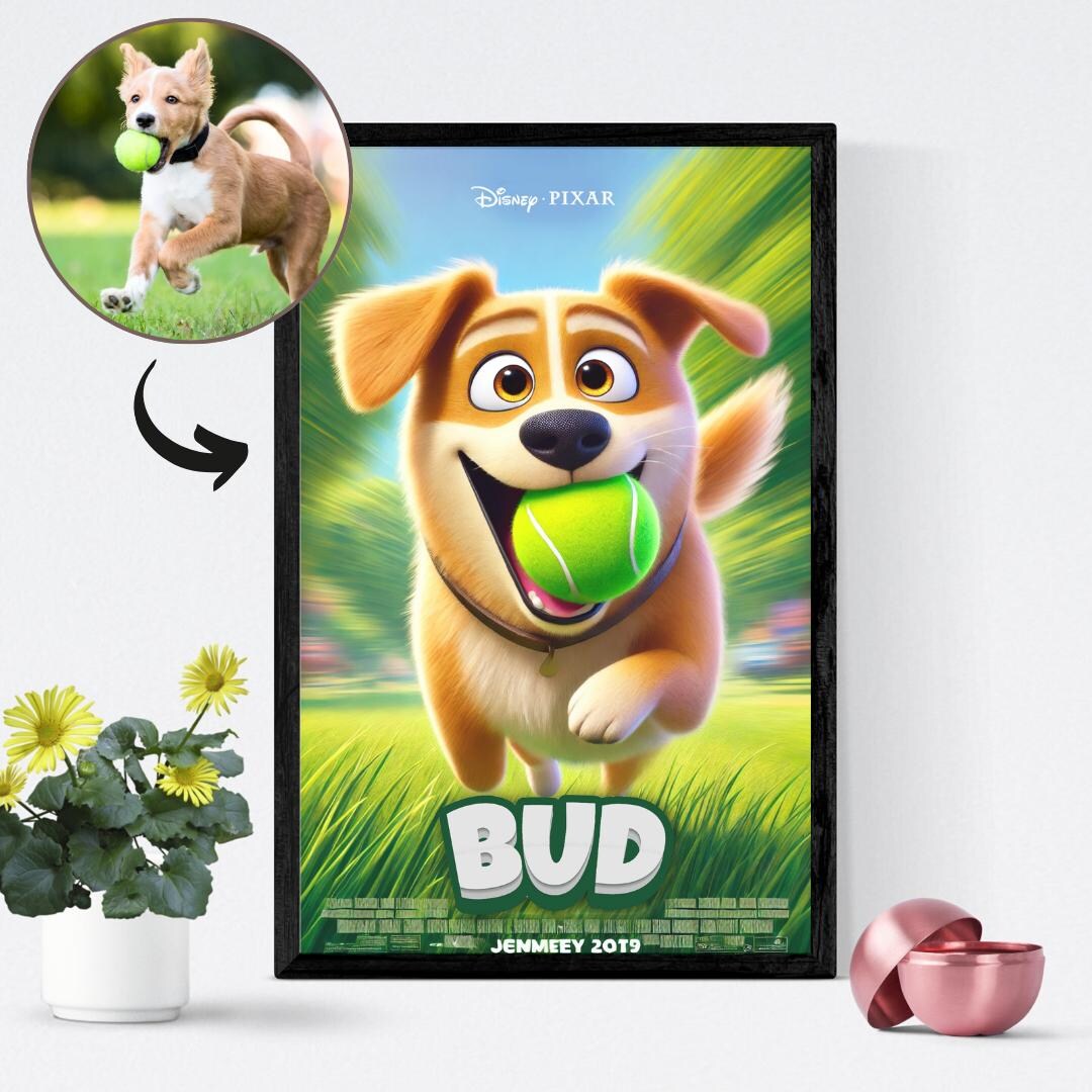 Pixar Style Pet Portrait, Pet Cartoon Poster, Dog Poster, Cat Poster ...