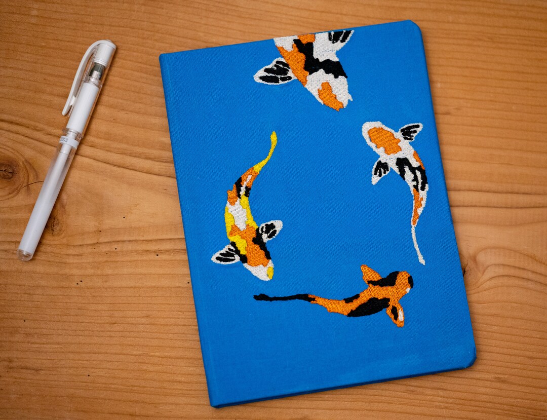 Koi Fish Embroidered Journal - Etsy