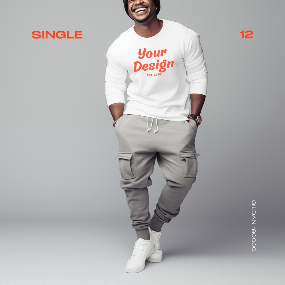 White Gildan 18000 Mockup Apparel Mockup Fashion Mockup Digital Mockup ...