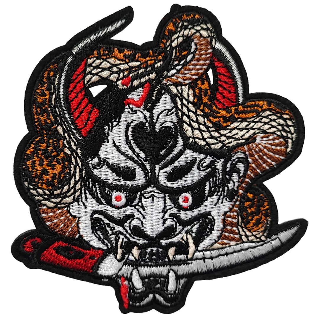 Écusson Hannya Oni Patch Thermocollant 9,4x9,1cm Yokai Japon Japonais ...