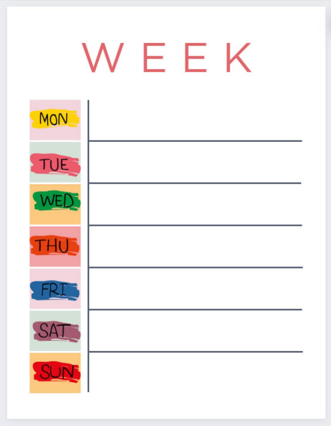 Weekly Planner at a Glance - Etsy
