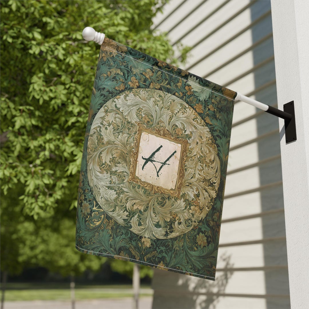 Custom Ink and Quill Monogram Garden Flag, Personalized Porch Banner ...