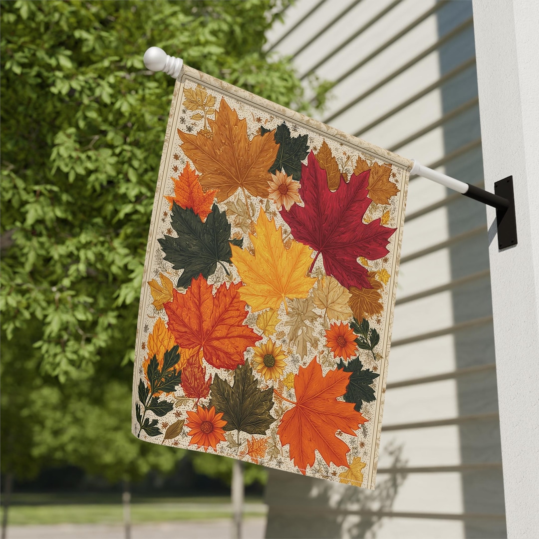Fall Leaves Home and Garden Flag, Autumn Porch Banner, Fall Colors ...