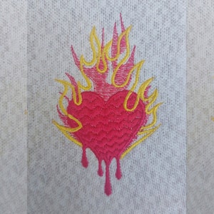 Heart on Fire Embroidery Design Fire With Heart Trendy Embroidery ...