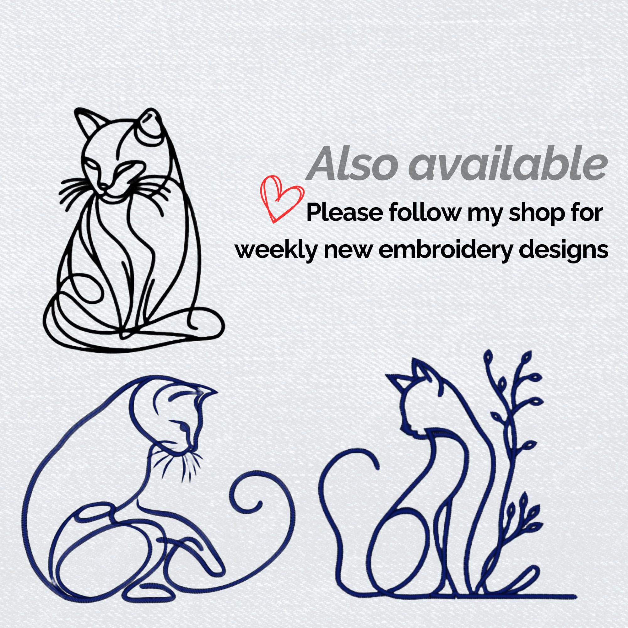 Cat Embroidery Design Cat Machine Embroidery Design Black Cat ...