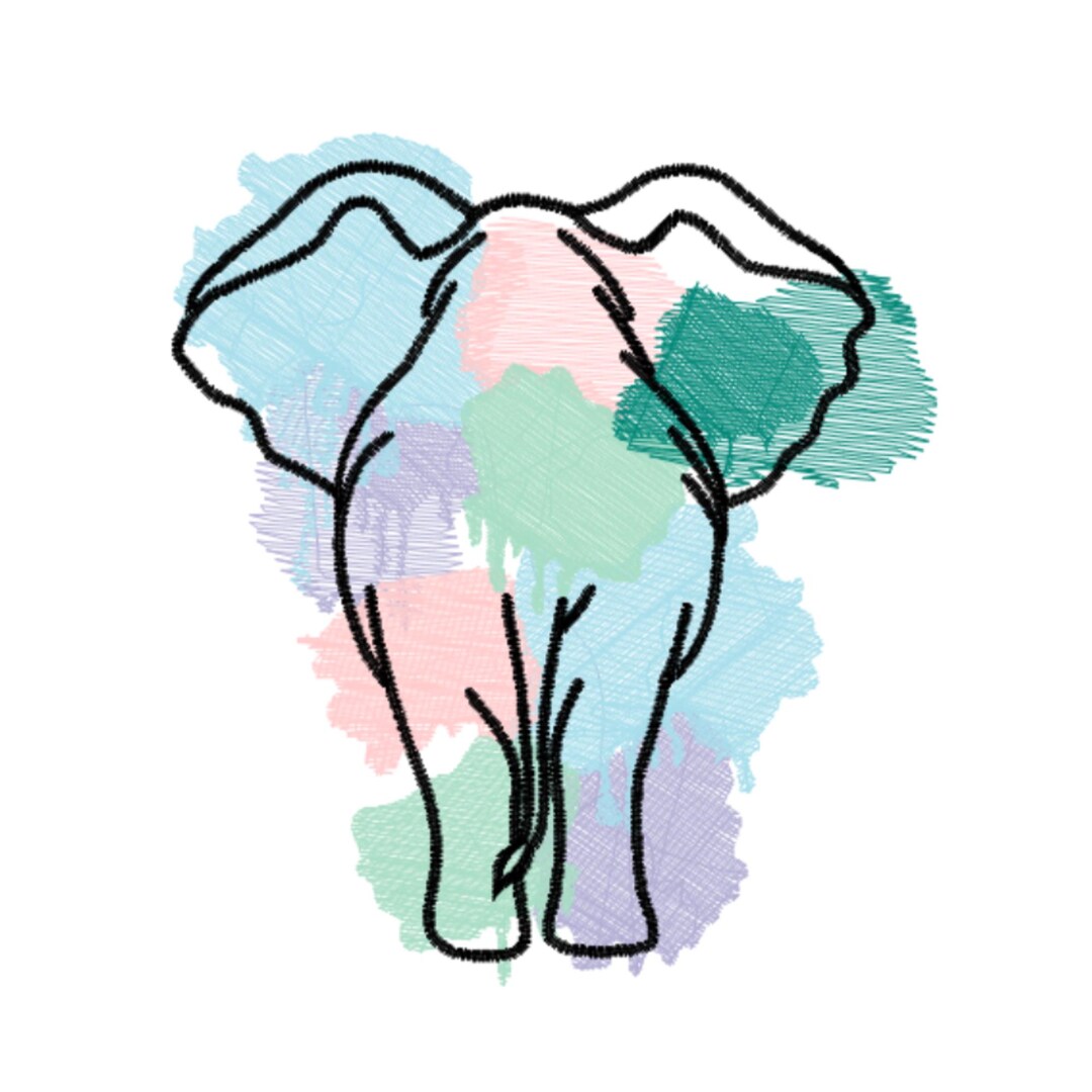 Elephant Art Embroidery Design Elephant Line Art Embroidery Design ...