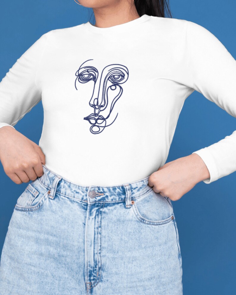 Line Drawing Face Embroidery Design Drawing Style Face Machine ...