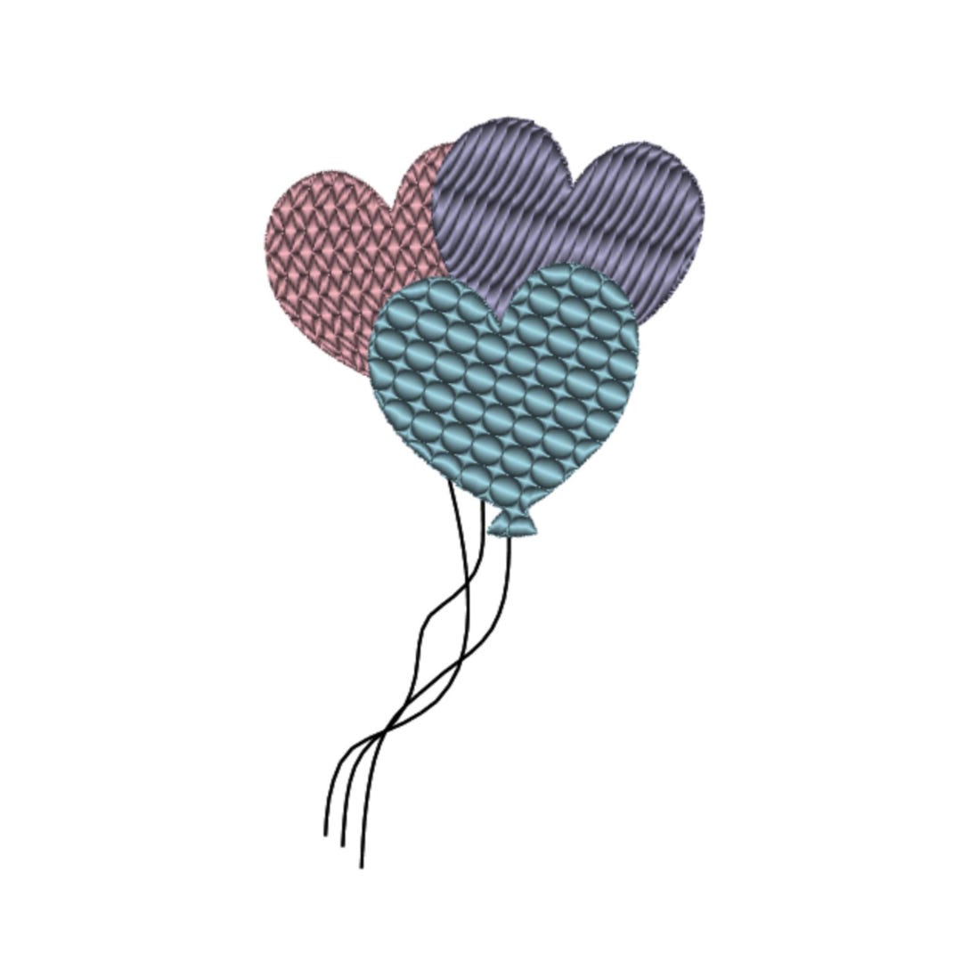 Heart Balloons Embroidery Design Balloons Machine Embroidery Design for ...