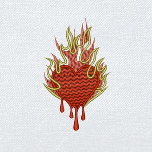 Heart on Fire Embroidery Design Fire With Heart Trendy Embroidery ...