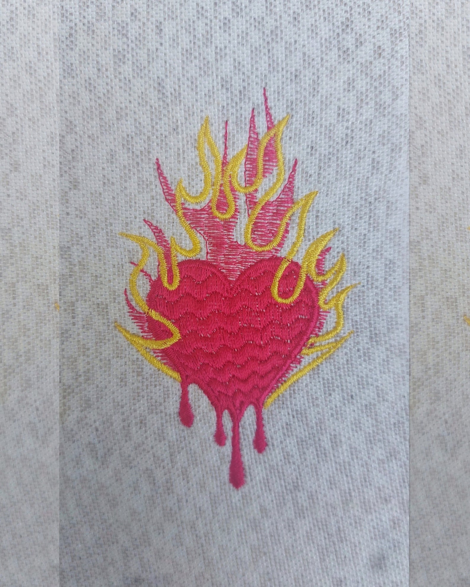 Heart on Fire Embroidery Design Fire With Heart Trendy Embroidery ...