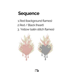Heart on Fire Embroidery Design Fire With Heart Trendy Embroidery ...