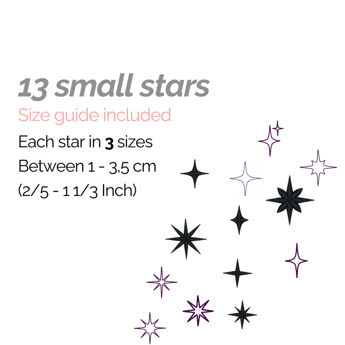 Mini Stars Embroidery Bundle With Small Stars Embroidery Designs for ...