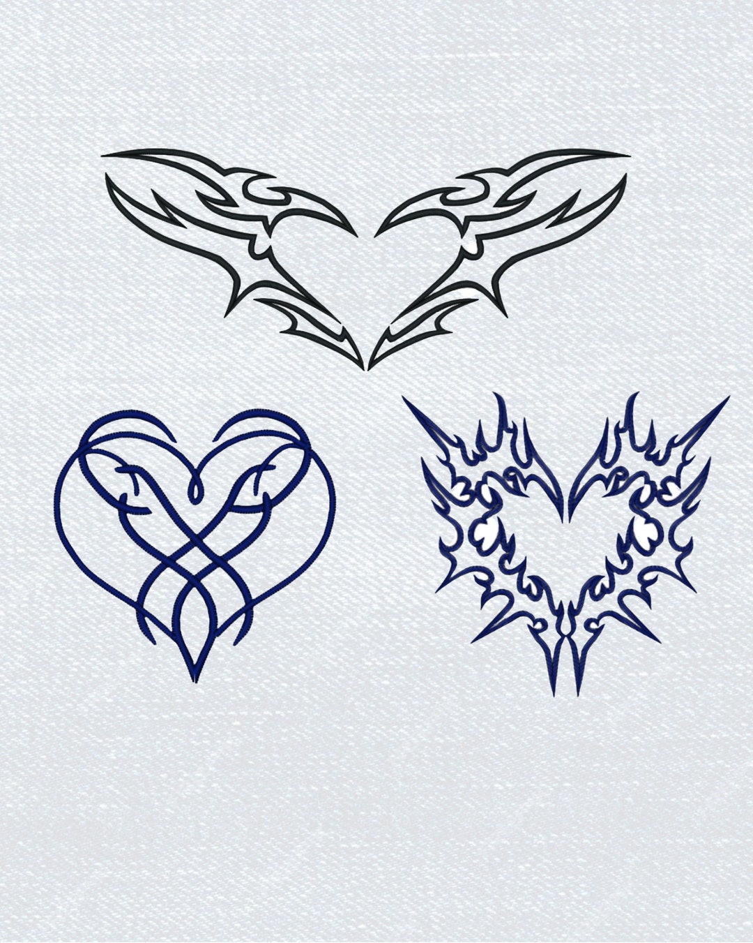 Y2K Heart Embroidery Bundle Tribal Heart Machine Embroidery Design 90s ...