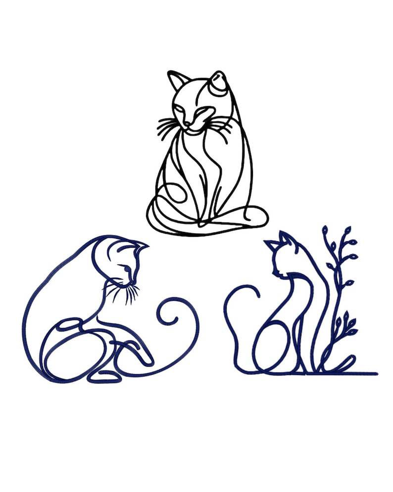 Cat Machine Embroidery Designs Bundle Dst Simple Cat Embroidery Design ...