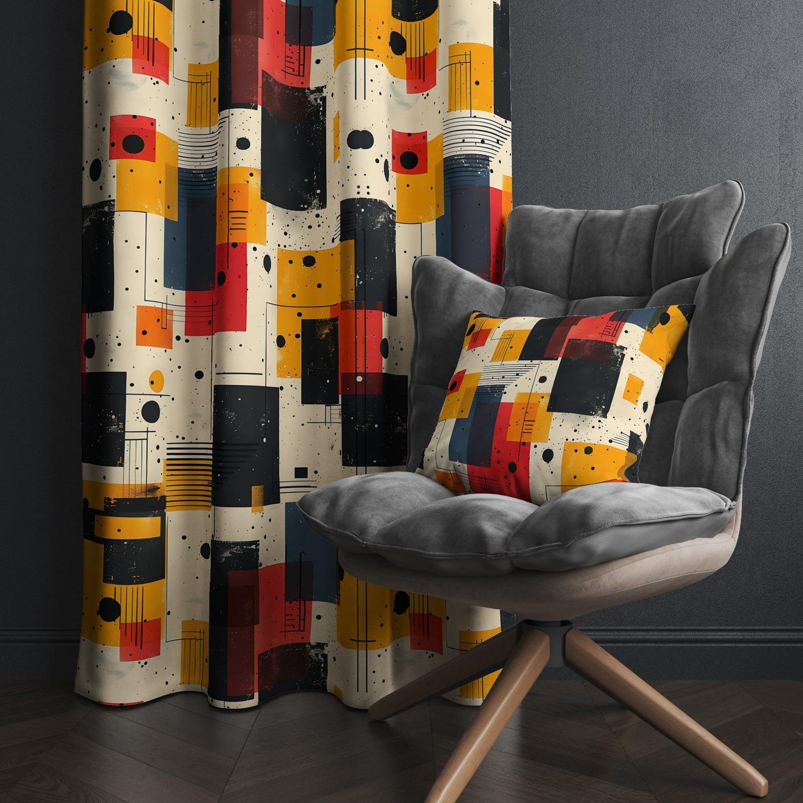 Modern Art Curtains, Contemporary Drapes, Artistic Design Window ...