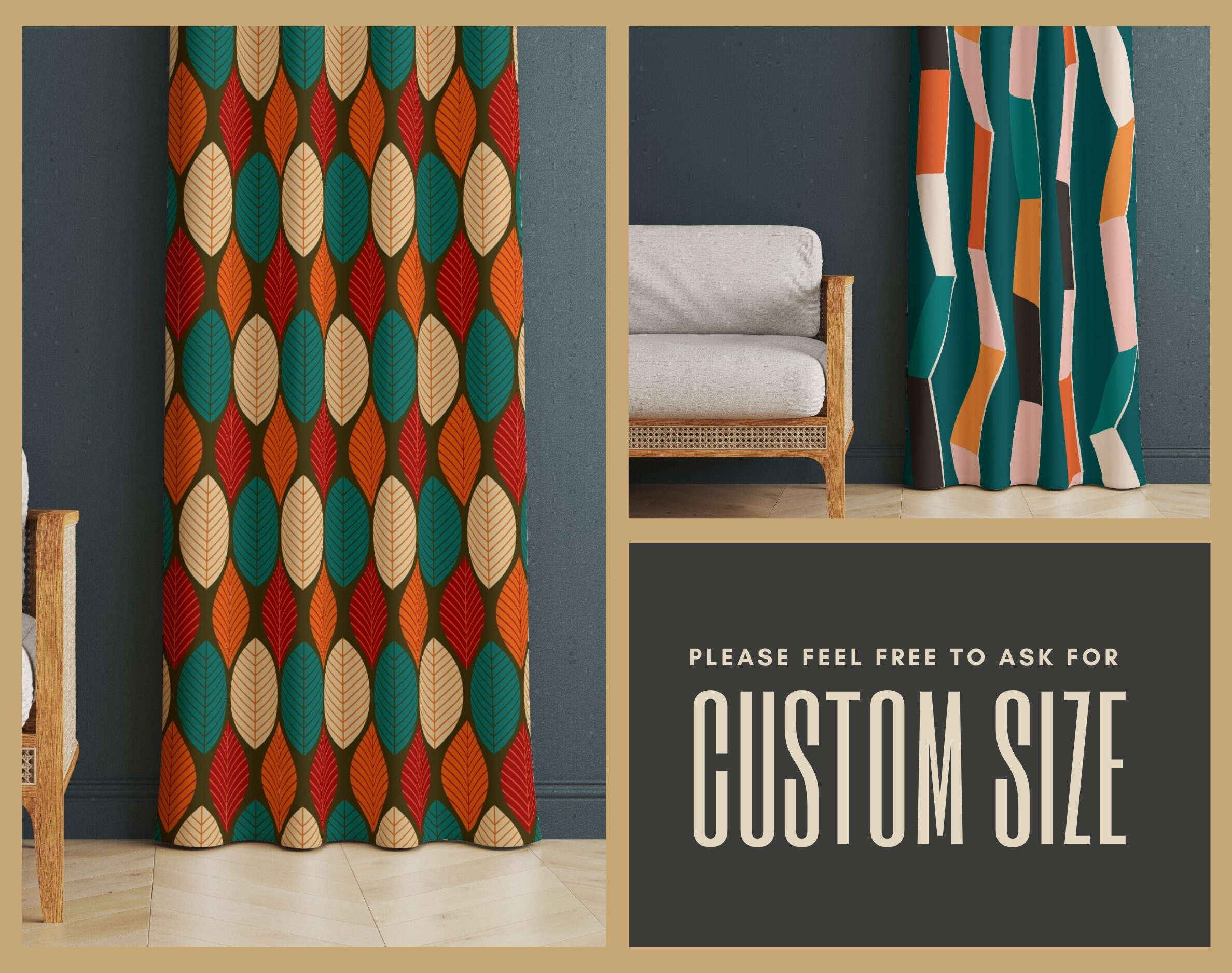 Ethnic Decor Window Curtain, Tribal Patterned Window Drapes, Colorful ...