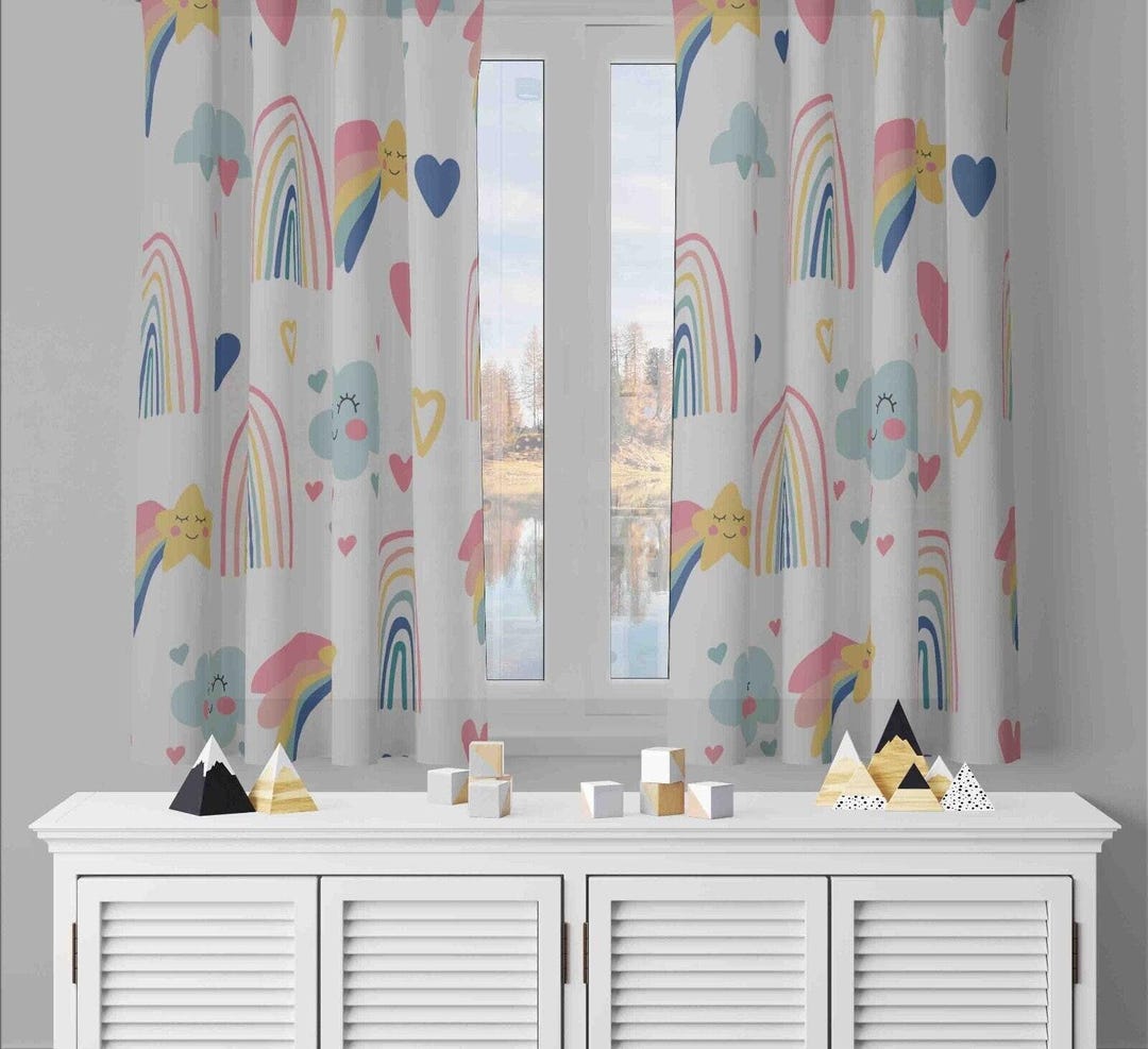 Rainbow Curtains, Girls Drapes, Nursery Drapes, Kids Room Window ...
