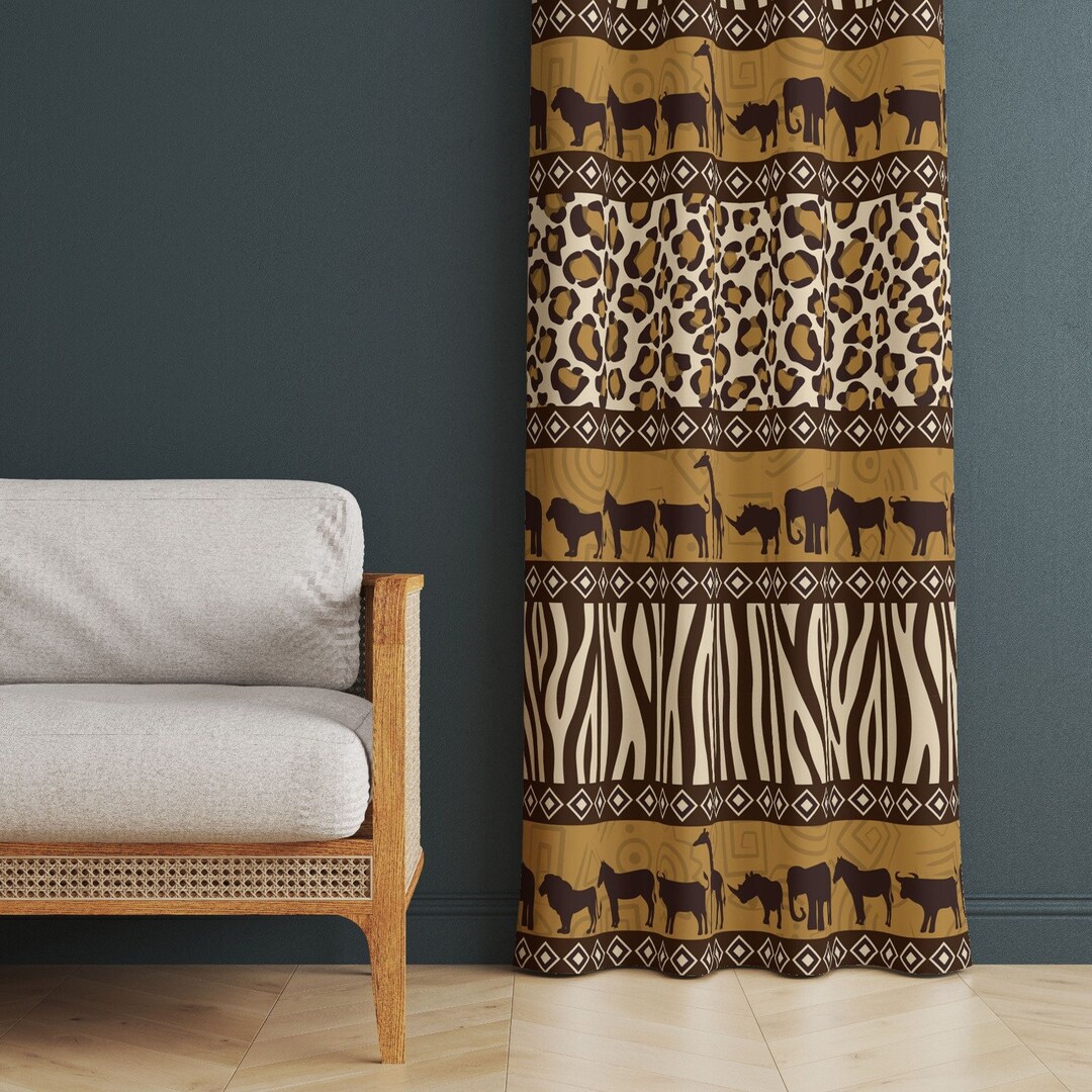 African Animal Print Curtains – Ethnic Window Treatments, Custom Size ...