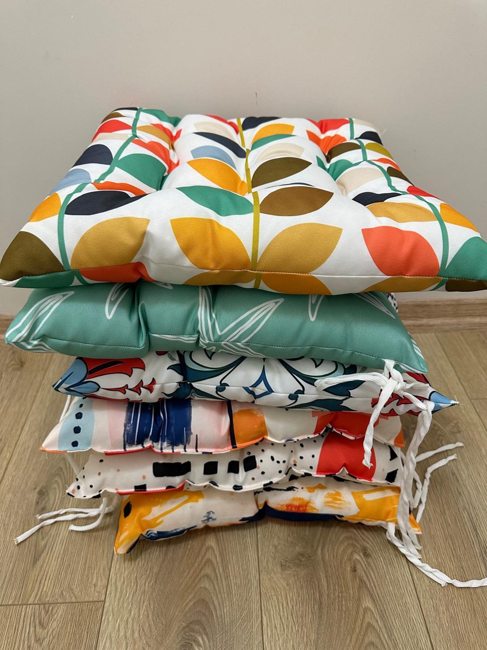 Tufted Seat Cushion, Autumn Chair Pads, Fall Trees Seat Pad With Ties ...