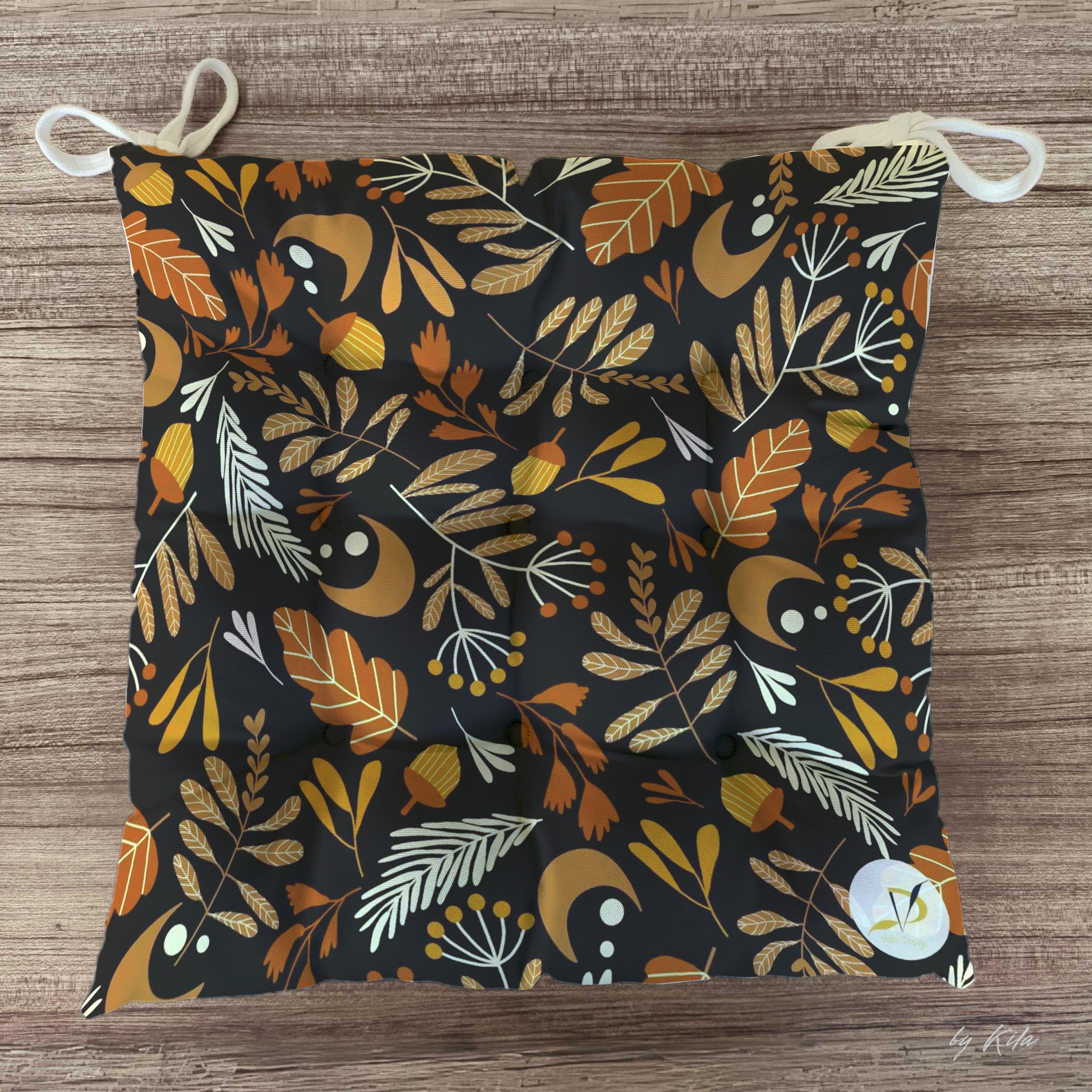 Tufted Seat Cushion, Autumn Chair Pads, Fall Trees Seat Pad With Ties ...