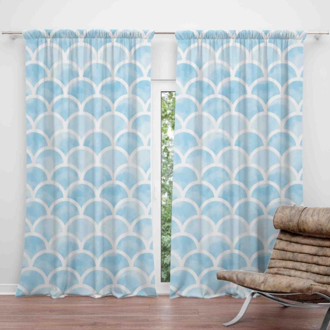 Fish Scale Design Maritime Window Curtain, Nautical Elegance and Fish ...