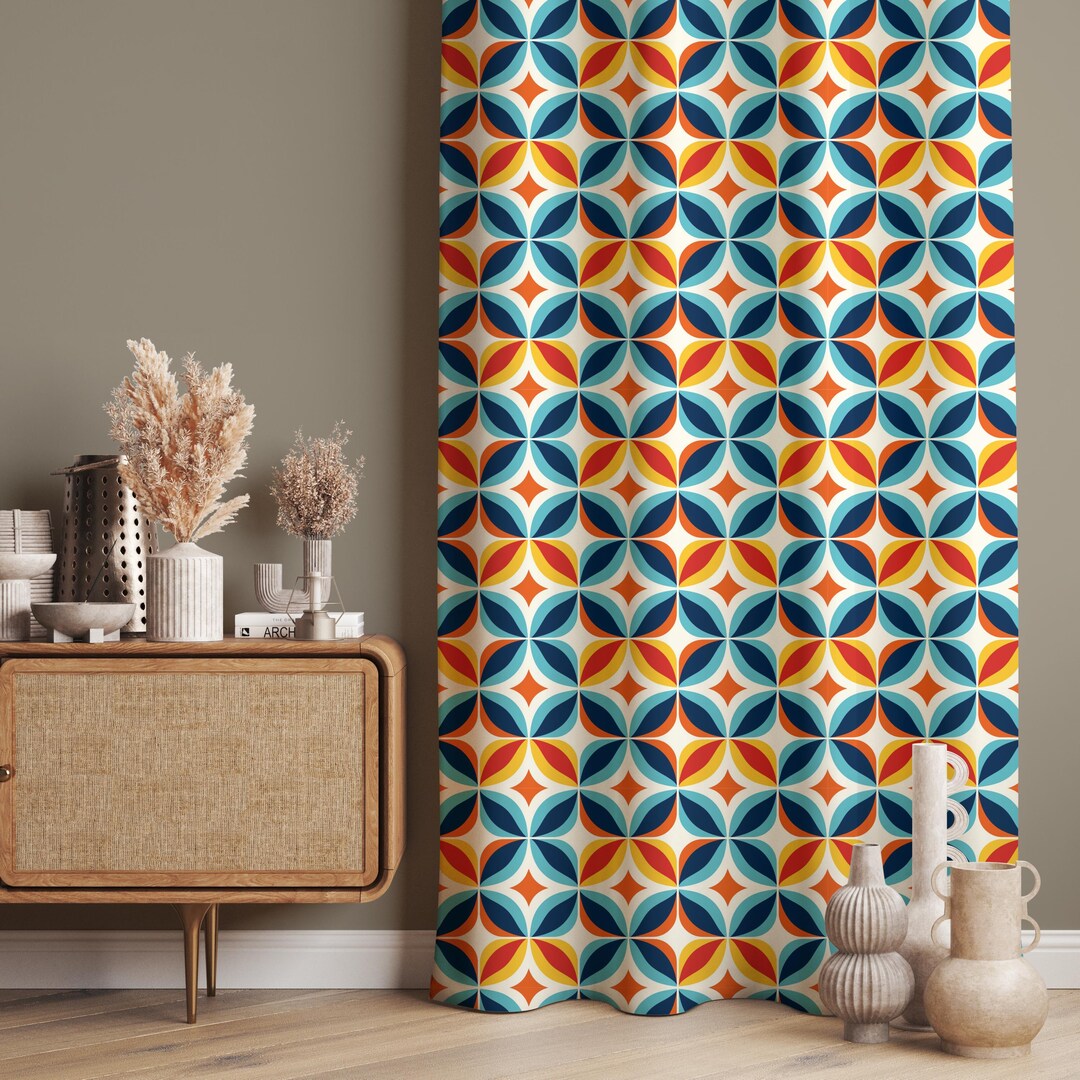 Kaleidoscope Pattern Curtain – Modern Art Drapes, Colorful Geometric ...