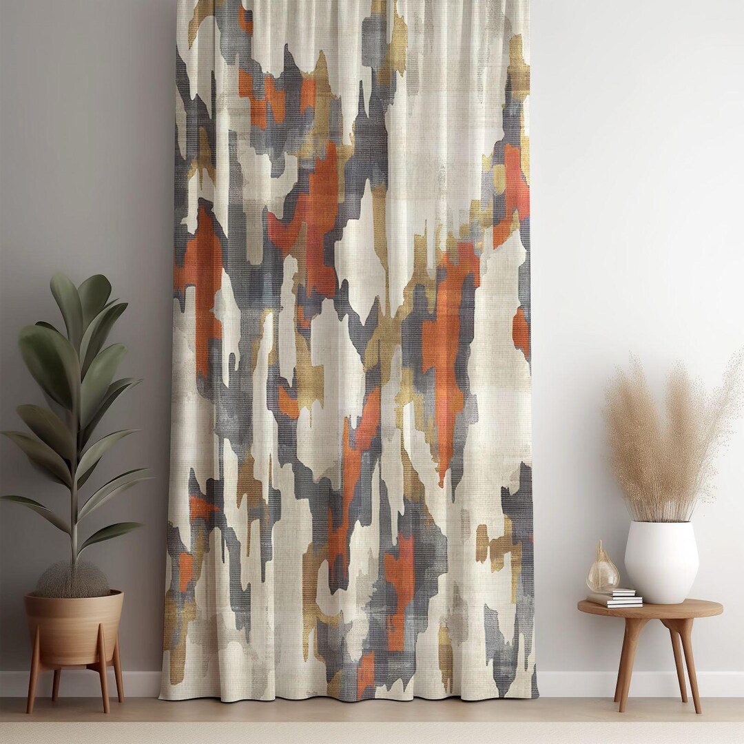Artistic Curtain, Contemporary Design Drape, Modern Art Window ...