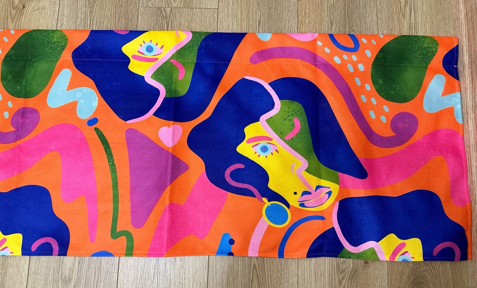 Vibrant Colorful Modern Window Curtains, Abstract Face Pattern Colorful Window Curtain, Abstract ...