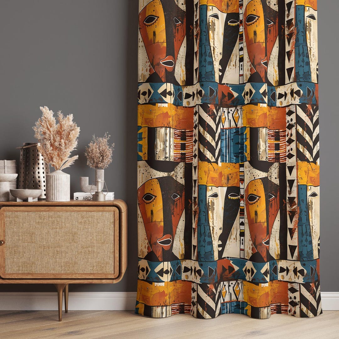Window Curtains, African Design Drape, Ethnic Window Treatment ...