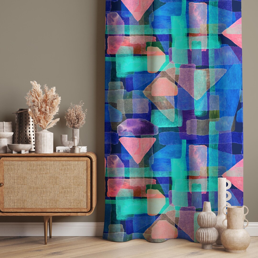 Window Curtains, Modern Art Drapes, Neon Color Window Treatment ...