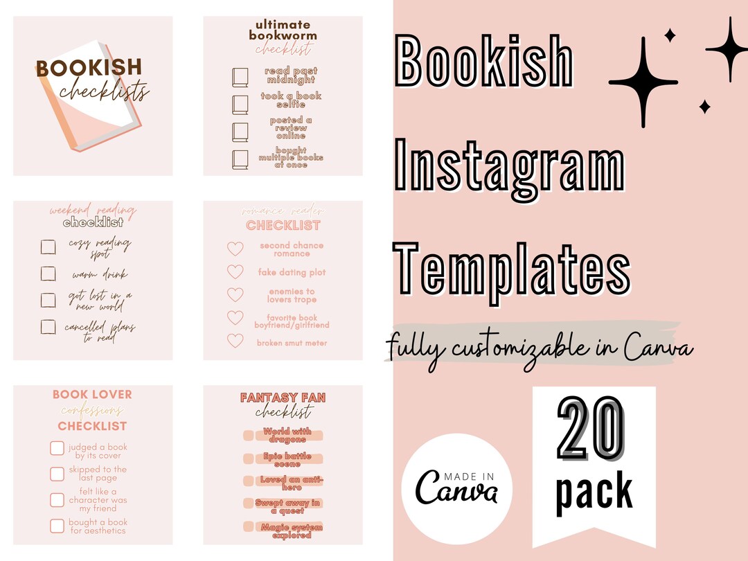 Bookish Instagram Templates, Reading Tracker, Canva Templates Digital ...
