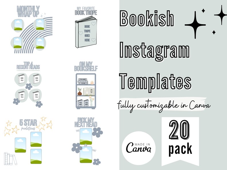 Reading Tracker, Book Instagram Templates, Book Blogger Template, Canva ...