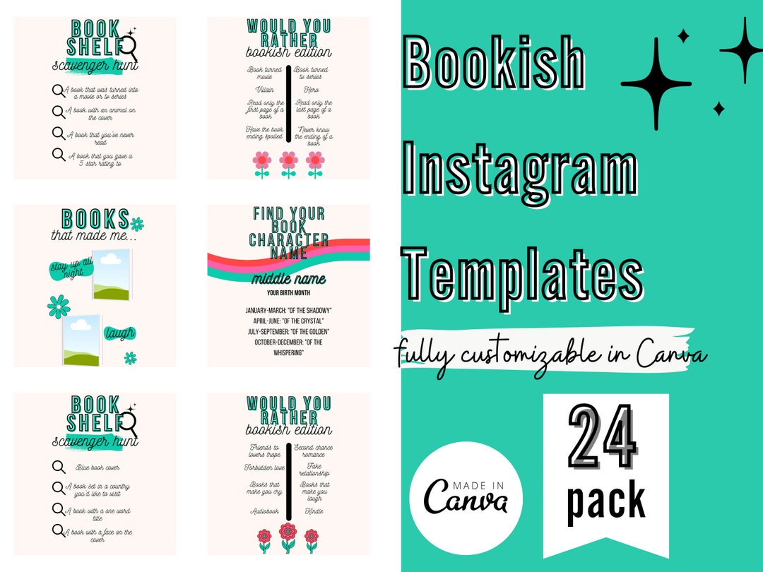 Reading Tracker, Book Instagram Templates, Book Blogger Template, Canva ...