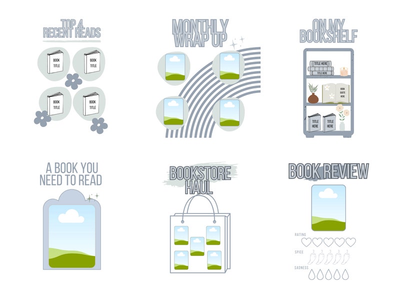 Reading Tracker, Book Instagram Templates, Book Blogger Template, Canva ...