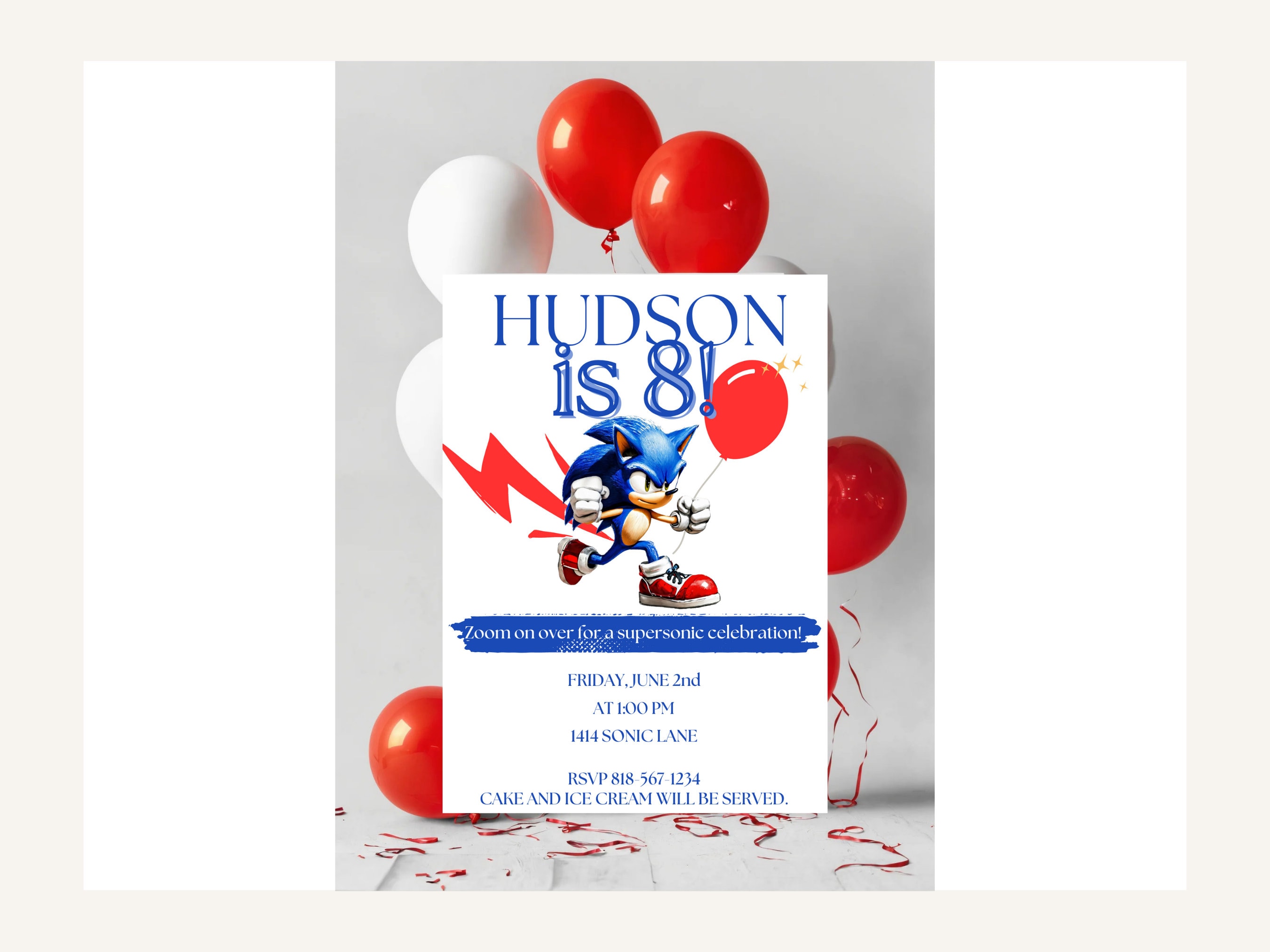 Sonic Birthday Invitation, Sonic the Hedgehog, Digital Sonic Birthday ...
