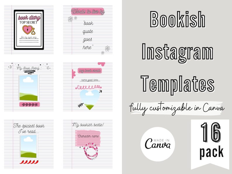 Social Media Kit, Bookstagram, Book Instagram Templates, Book Blogger ...