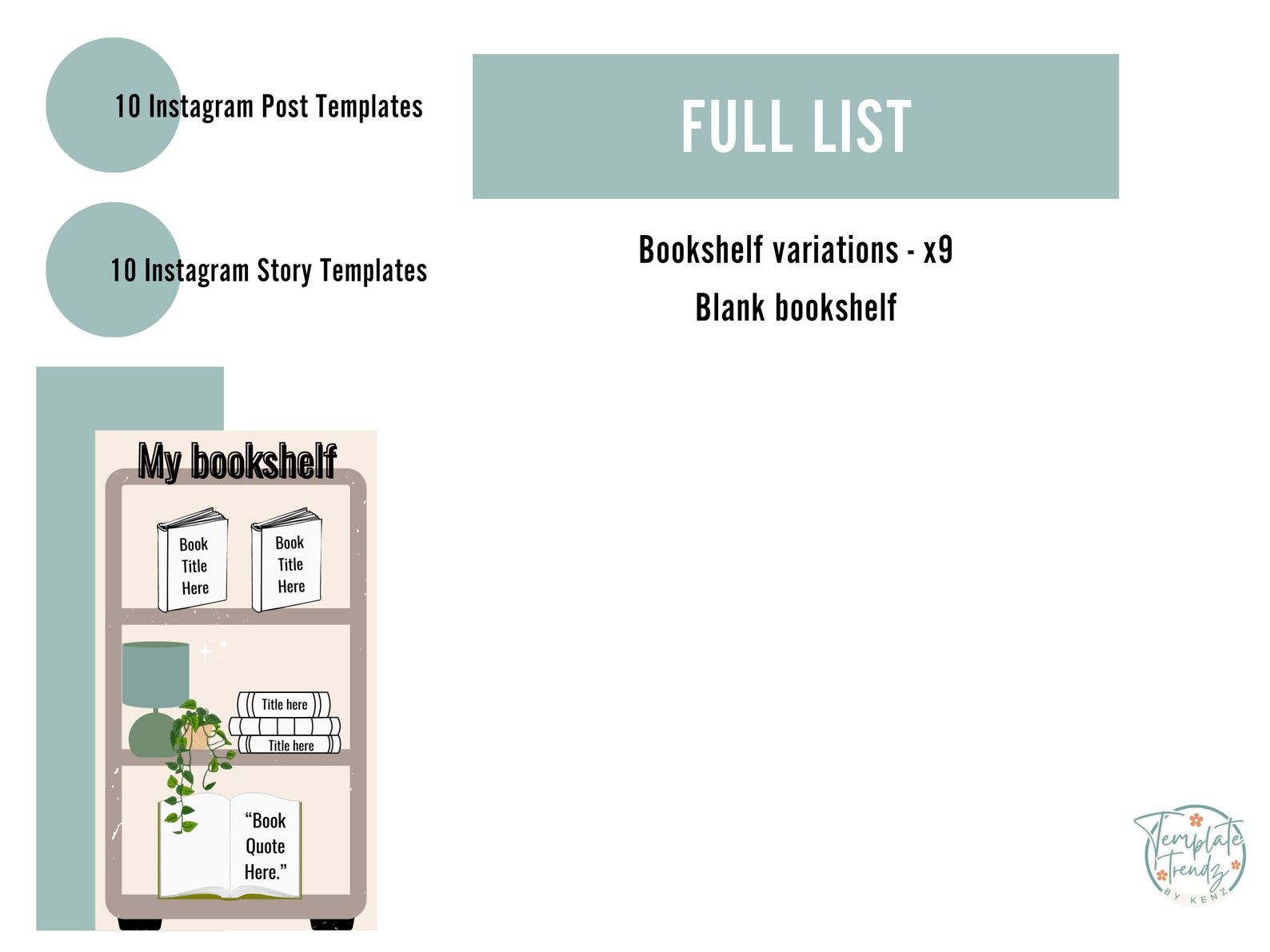 Bookshelf, Reading Tracker, Book Instagram Templates, Book Blogger ...