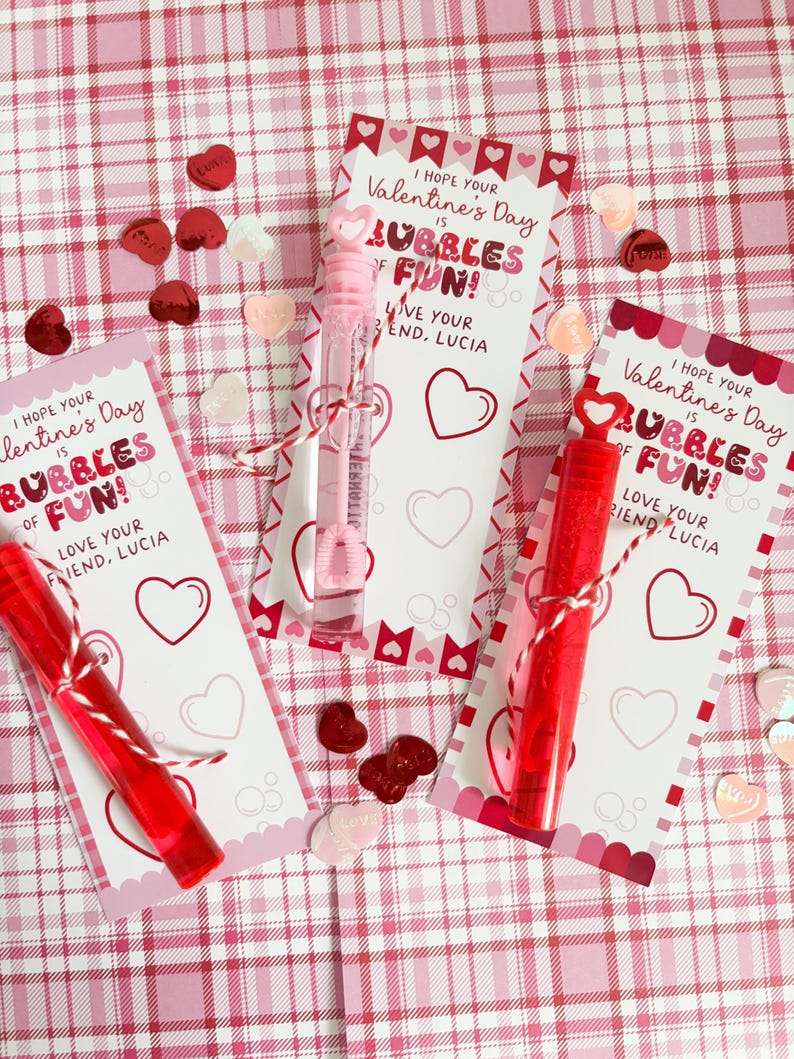 Valentine Party Favor Valentine Bubble Card Valentine Class Gift ...