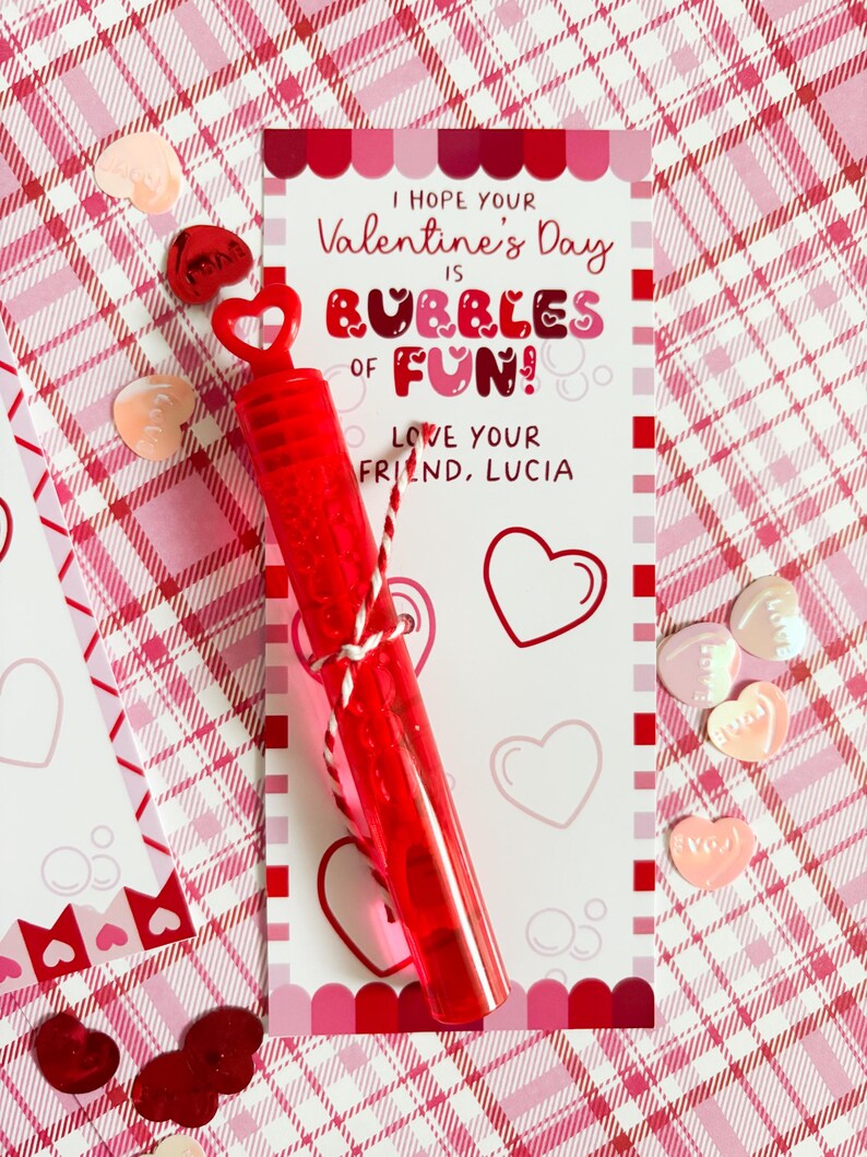Valentine Party Favor Valentine Bubble Card Valentine Class Gift ...