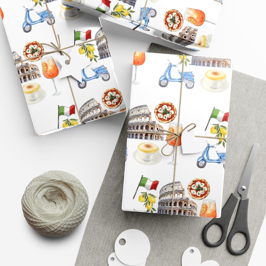 Dolce Vita Wrapping Paper, Italy Gift Wrap, Gift for Italy Lover, World ...