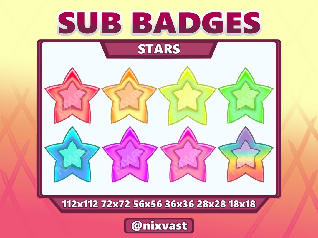 Star Twitch Sub Badges Bit Badges Emotes Cute Kawaii Stream - Etsy