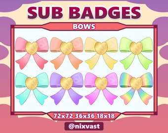 18 Cute Ribbon Bow Twitch Bit Badges for Affiliated or Partnered Stream ...