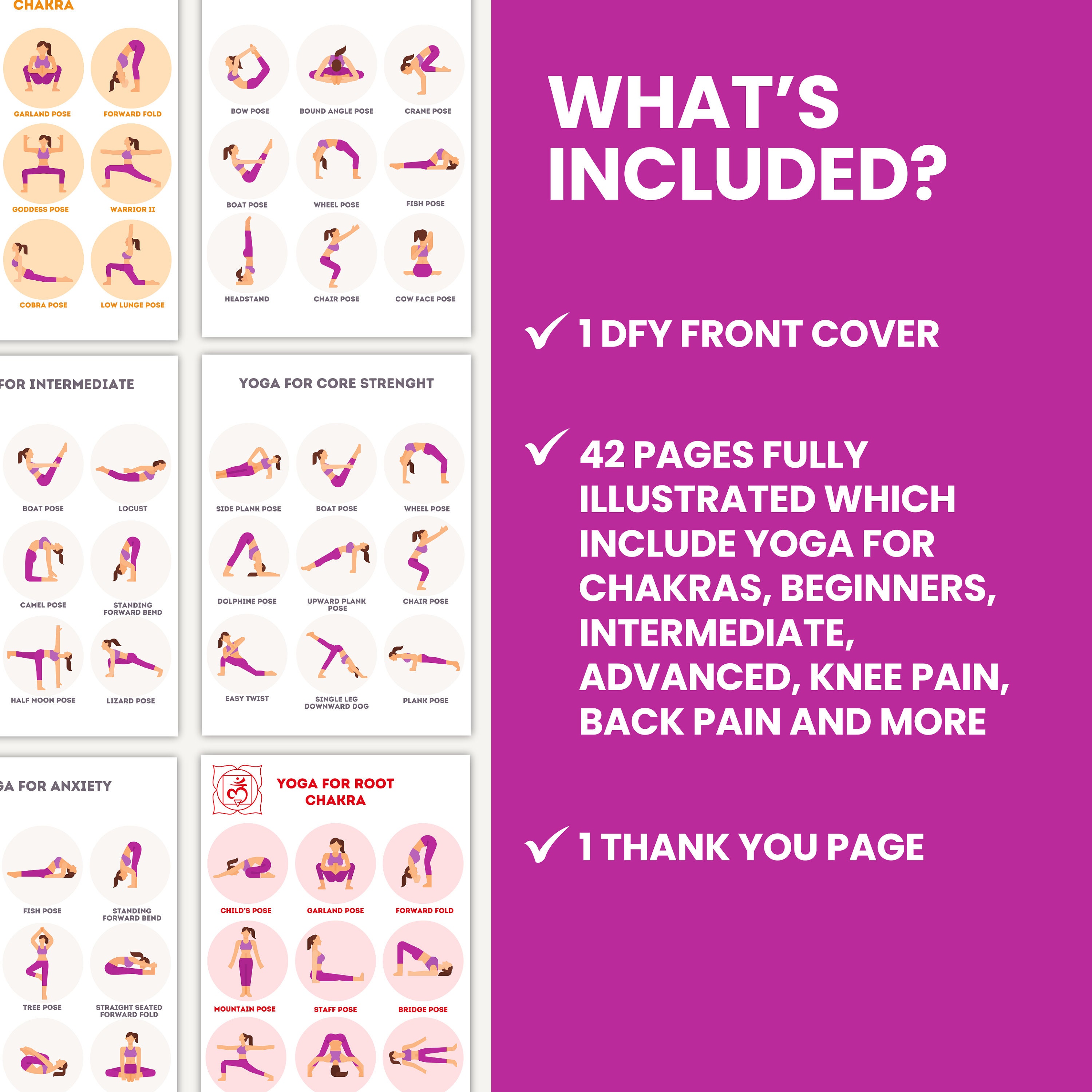 Yoga Cheat Sheet: Poses for All Levels - Canva Template (digital ...