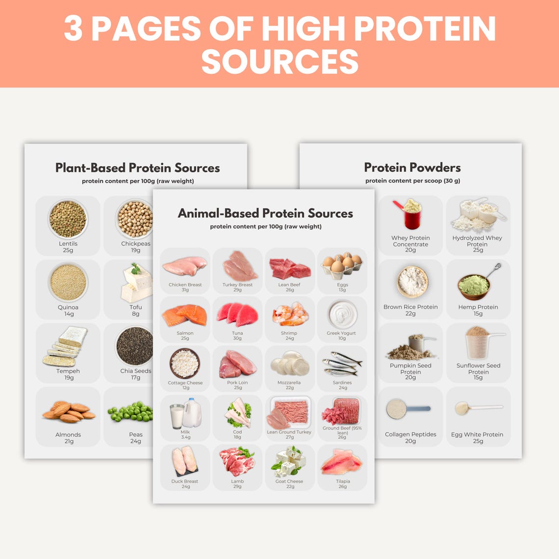 Editable High Protein Food List: Canva Template (A4 & US Letter) - Etsy