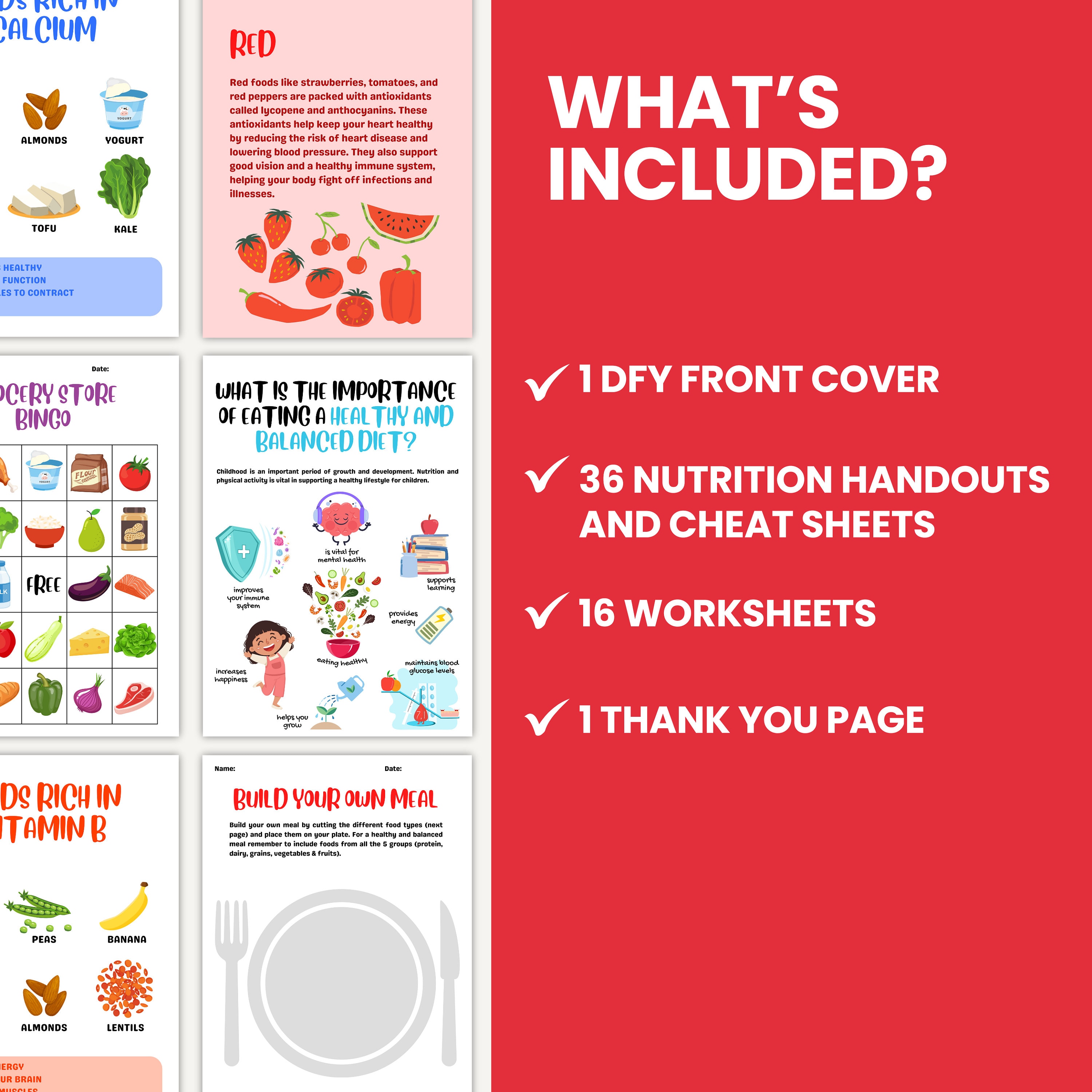 Kids Nutrition Bundle Editable Canva Template, Children, Education ...