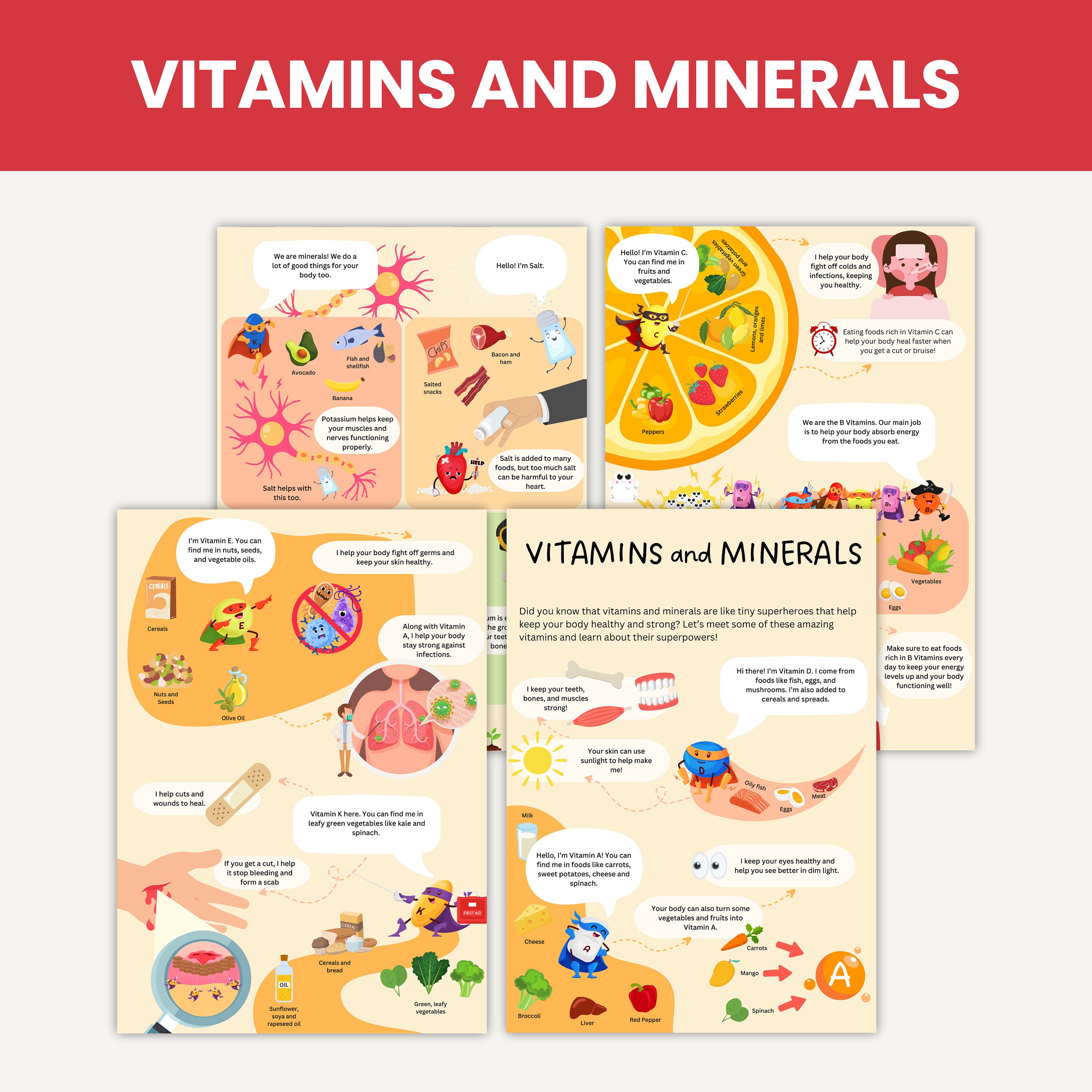 Kids Nutrition Bundle II Editable Canva Template, Digestive System ...