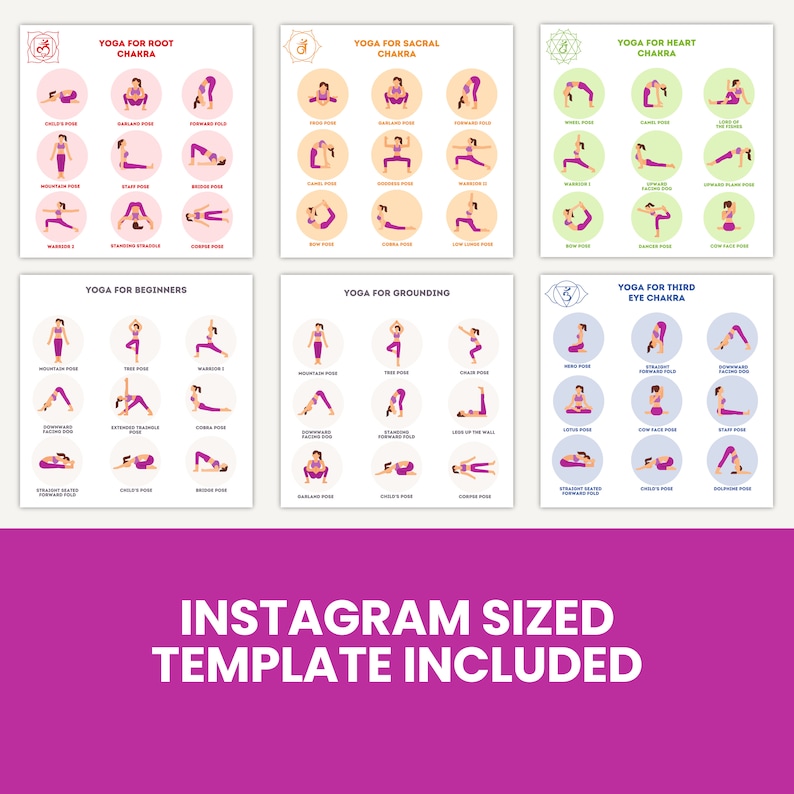 Yoga Cheat Sheet Editable Canva Template Yoga Workout Routine ...