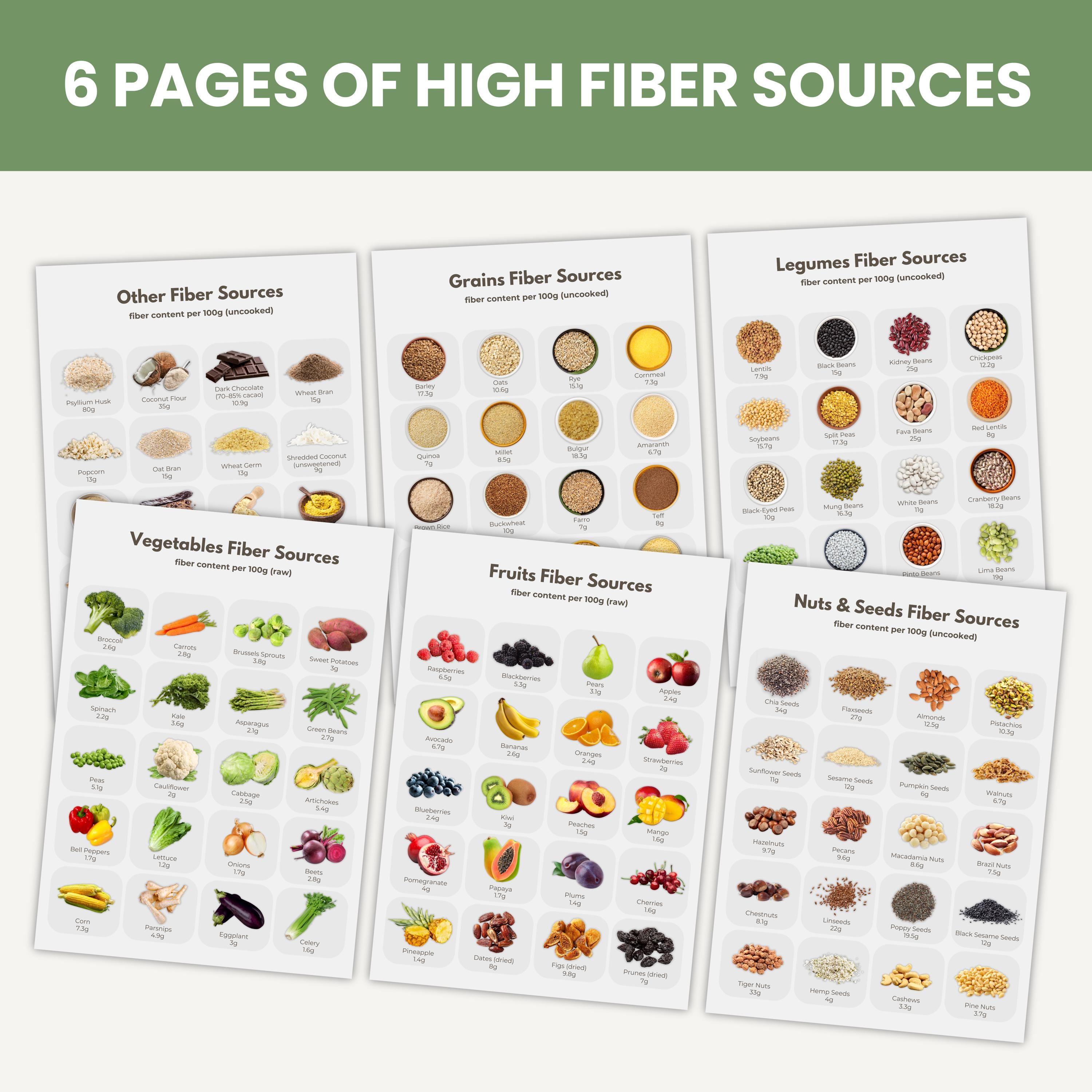 High Fiber Foods List: Editable Nutrition Guide (canva Template) - Etsy